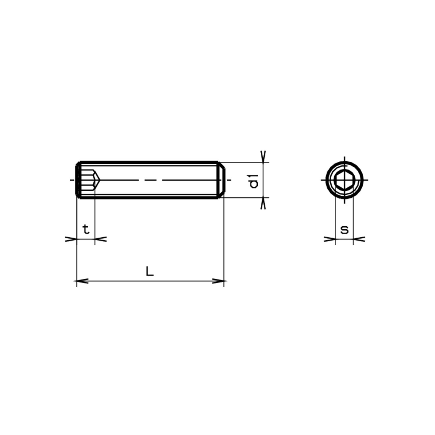 FERRONORM Vis sans tête à six pans creux et à embout conique ISO 4026-inoxydable A2 | SFS